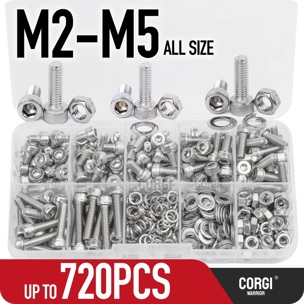 Up-To-720P-Hex-Socket-Head-Cap-Machine-Screws-Assortment-Kit-M2-M2-5-M3 ...