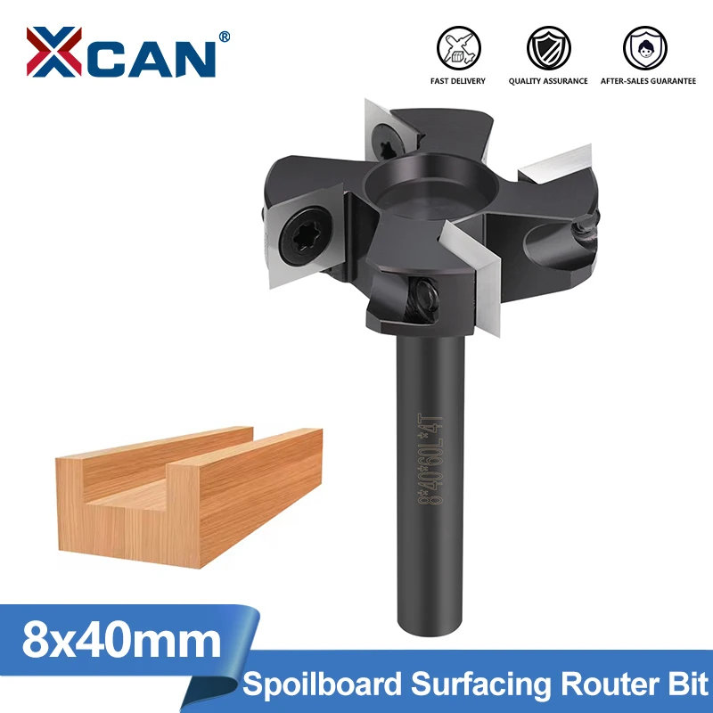 XCAN-Wood-Planer-Bit-8x40mm-CNC-Spoilboard-Surfacing-Router-Bit-Carbide ...