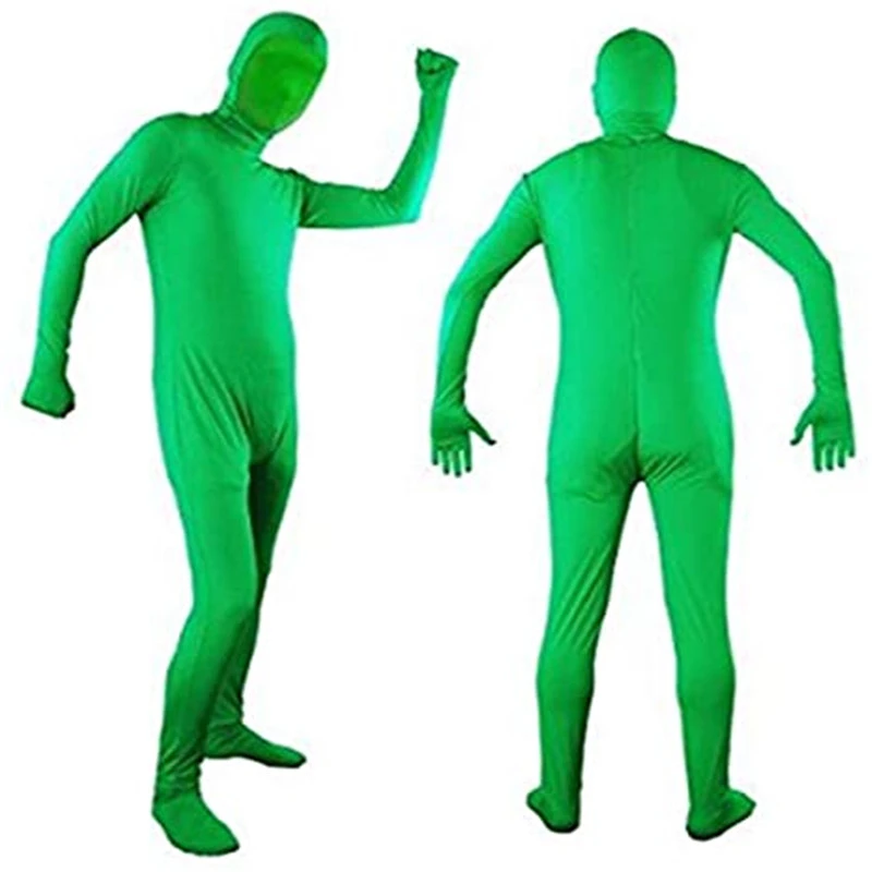 Traje de pantalla verde de cuerpo elástico, mono ajustado con efecto ...