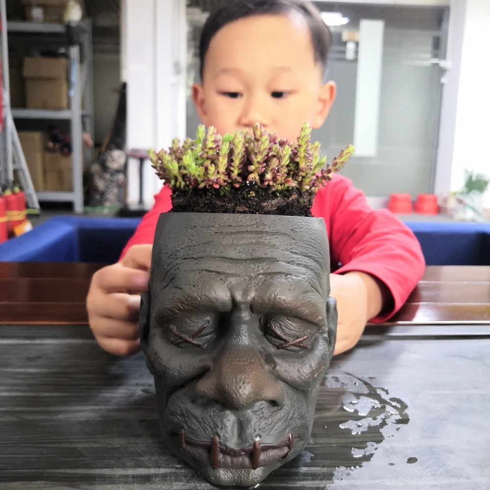 Shrunken-Replica-Planter-Pot-Desk-Gothic-Plant-Head-Vase-Handmade ...