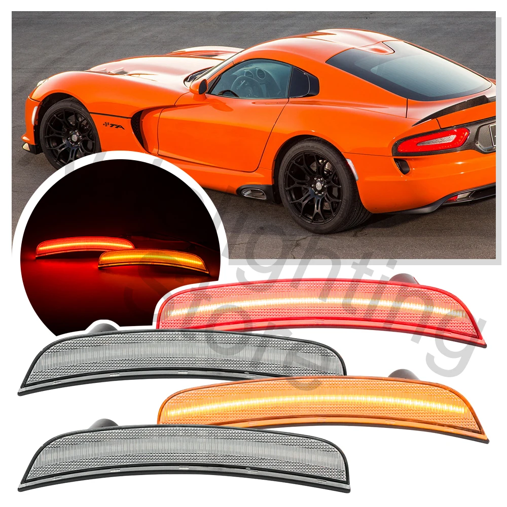 4PCS For Dodge Viper 2013 2014 2015 2016 2017 LED Front/Rear Bumper ...