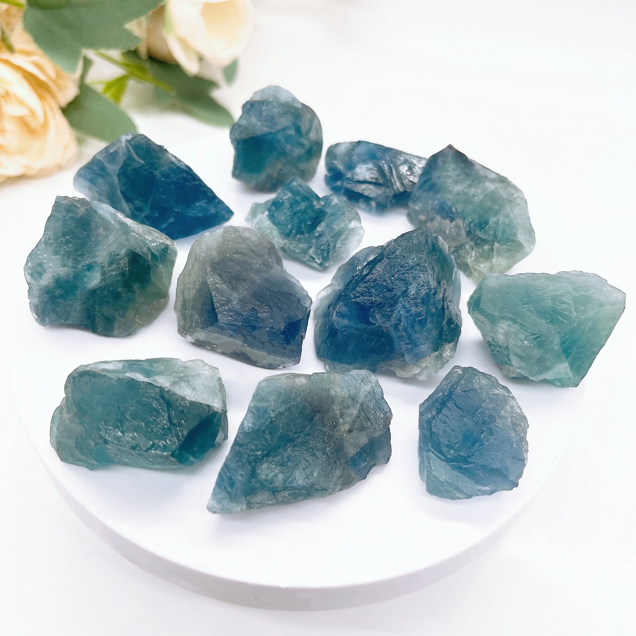 Natural Blue Green Fluorite Crystal Raw Stone Irregular Rough Mineral ...