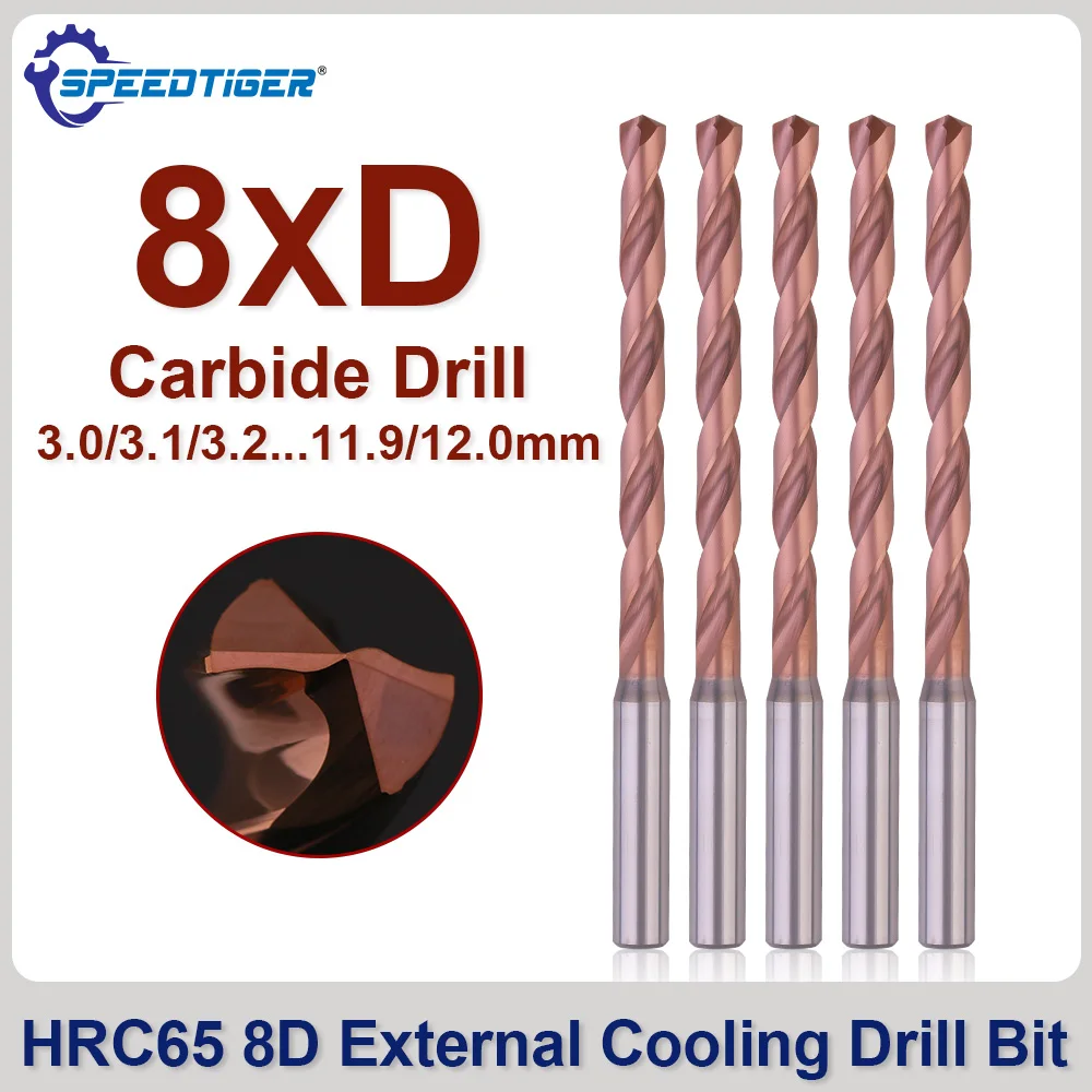 SPEEDTIGER HRC65 8XD External cold twist drill Tungsten Carbide Dia 3.0 ...