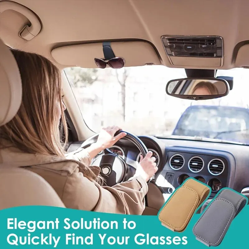 Universal-Car-Auto-Sun-Visor-Eyeglass-Hanger-Clip-Leather-Glasses ...