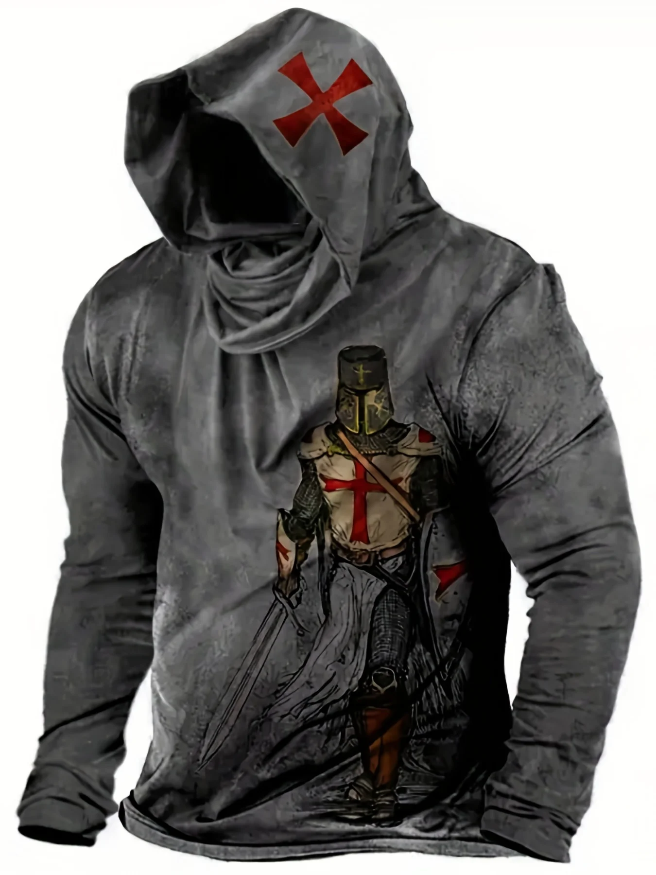 Men-s-Spring-autumn-Vintage-Knight-Print-Hooded-Sweatshirt-Casual ...