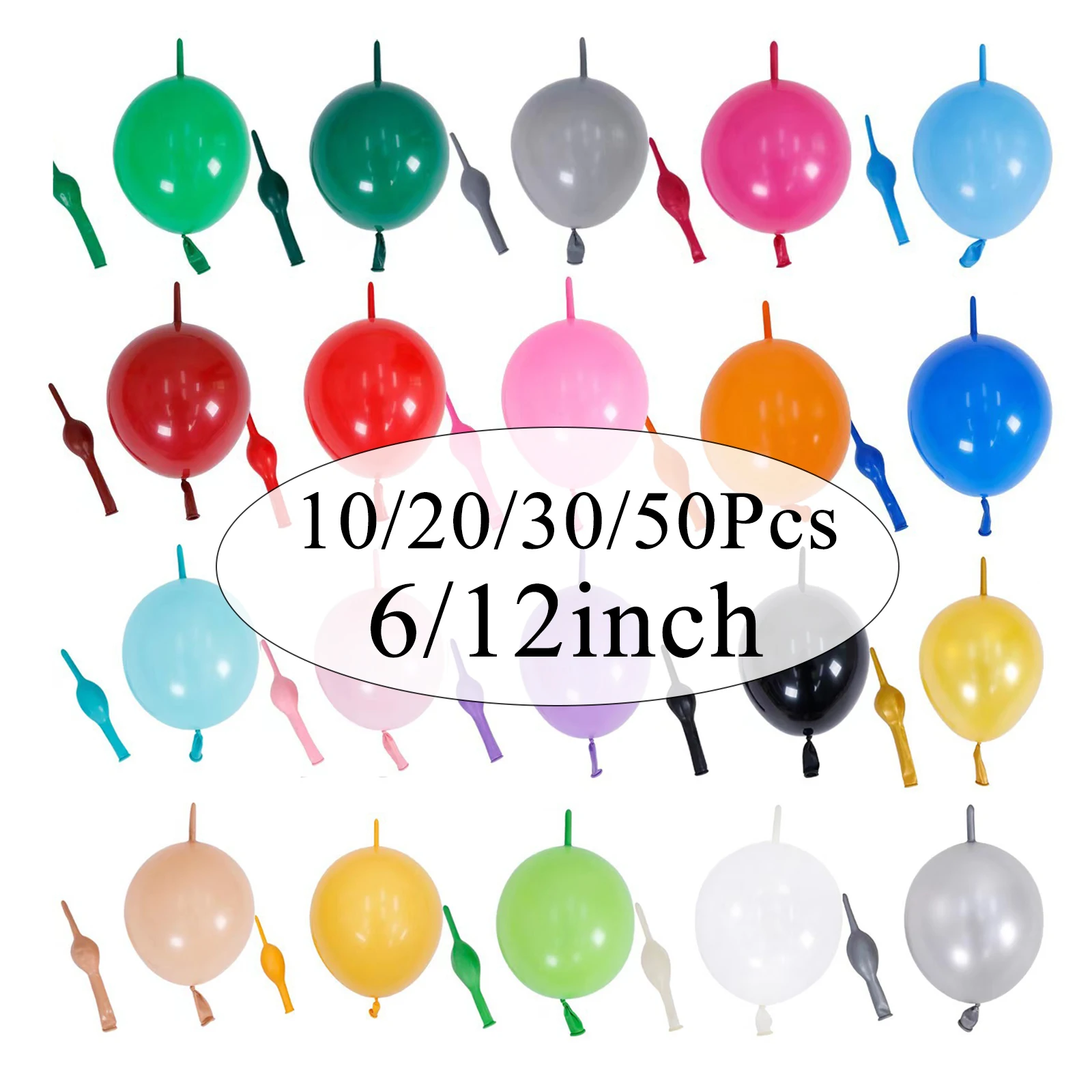 10-20-30Pcs-linking-Balloons-6-12inch-Pastel-Colorful-Latex-Tail-Globos-Link-Balloons-for ...