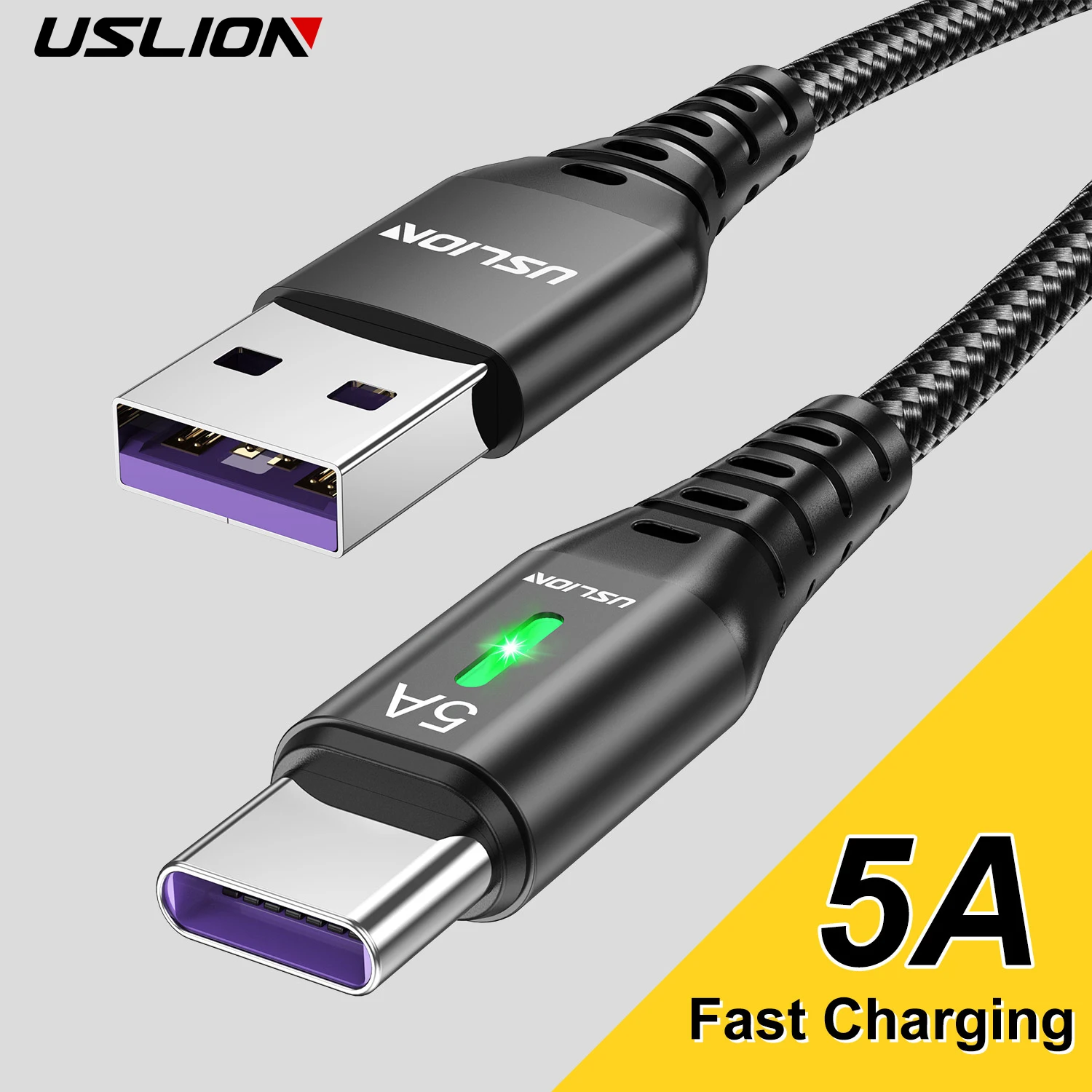 USLION-5A-Type-C-Cable-Mobile-Phone-USB-Fast-Charging-Data-Cord-For ...
