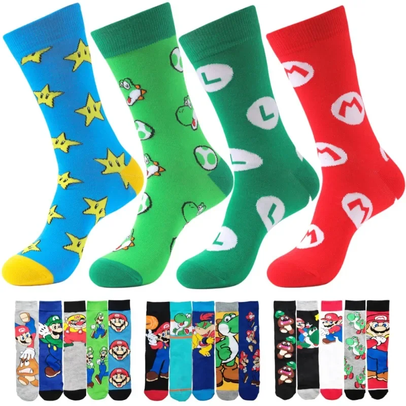 Super-Marios-Bros-Cotton-Socks-Anime-Figure-Yoshi-Luigi-Bowser-Men ...