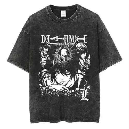 Camiseta-japonesa-de-Anime-Vintage-para-hombre-camiseta-lavada-Death ...