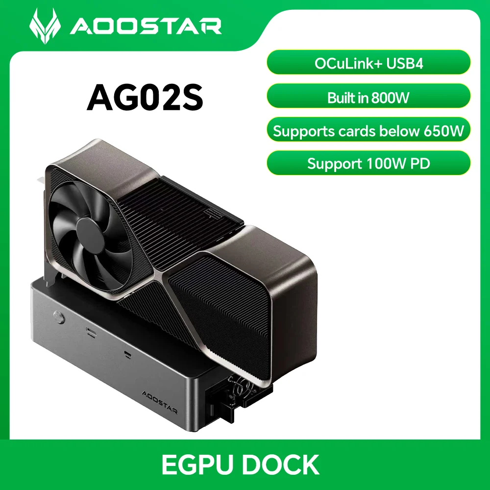 AOOSTAR AG02 EGPU Dock with OCuLink & USB4, 800W PSU, PCIe 4.0 x4 High ...