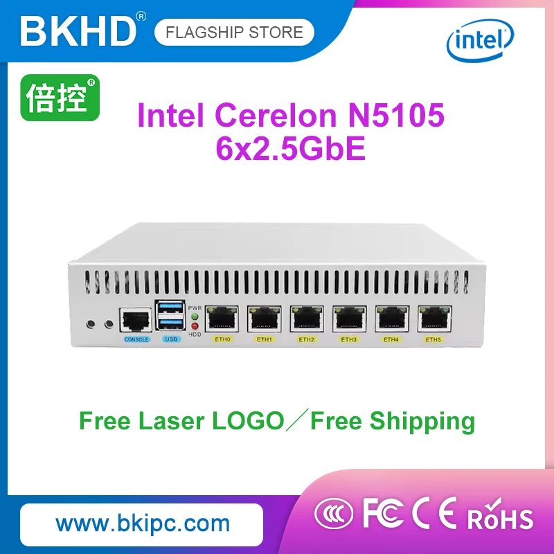 BKHD-Pfsense-9-Inch-White-Mini-PC-6-Lan-N5105-Intel-I225-2500Mbps ...