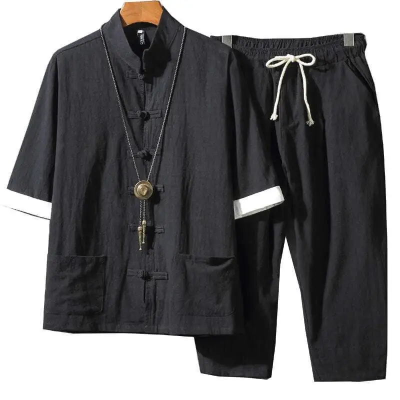 Chinese-Style-Linen-Suit-Men-s-Summer-Three-quarter-Sleeve-Men-s-Cotton ...