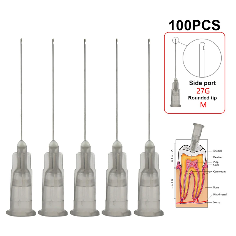 100PCS/Bag Dental Endo Irrigation Needle Tip 25G/27G/30G End-Closed ...