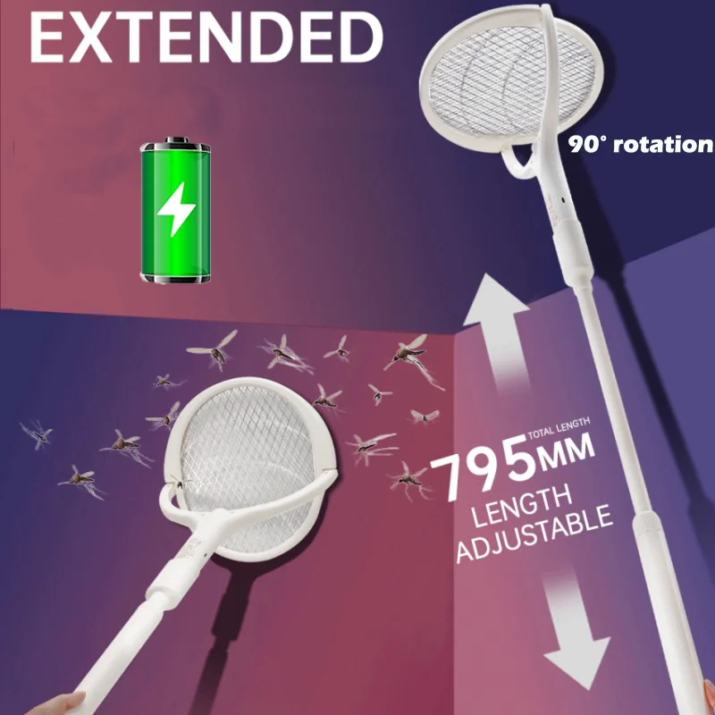 Bug-Zapper-Racket-USB-Rechargeable-1200mAh-Electric-Mosquito-Swatter ...