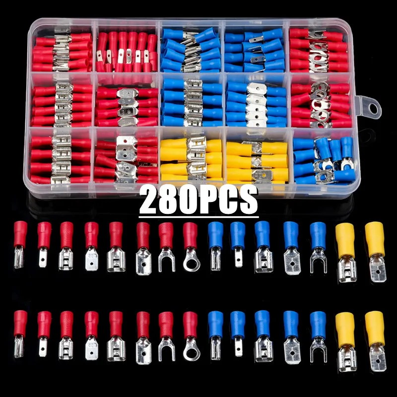 102-122-222-280-300pcs-Assorted-Spade-Terminals-Insulated-Cable-Splice ...