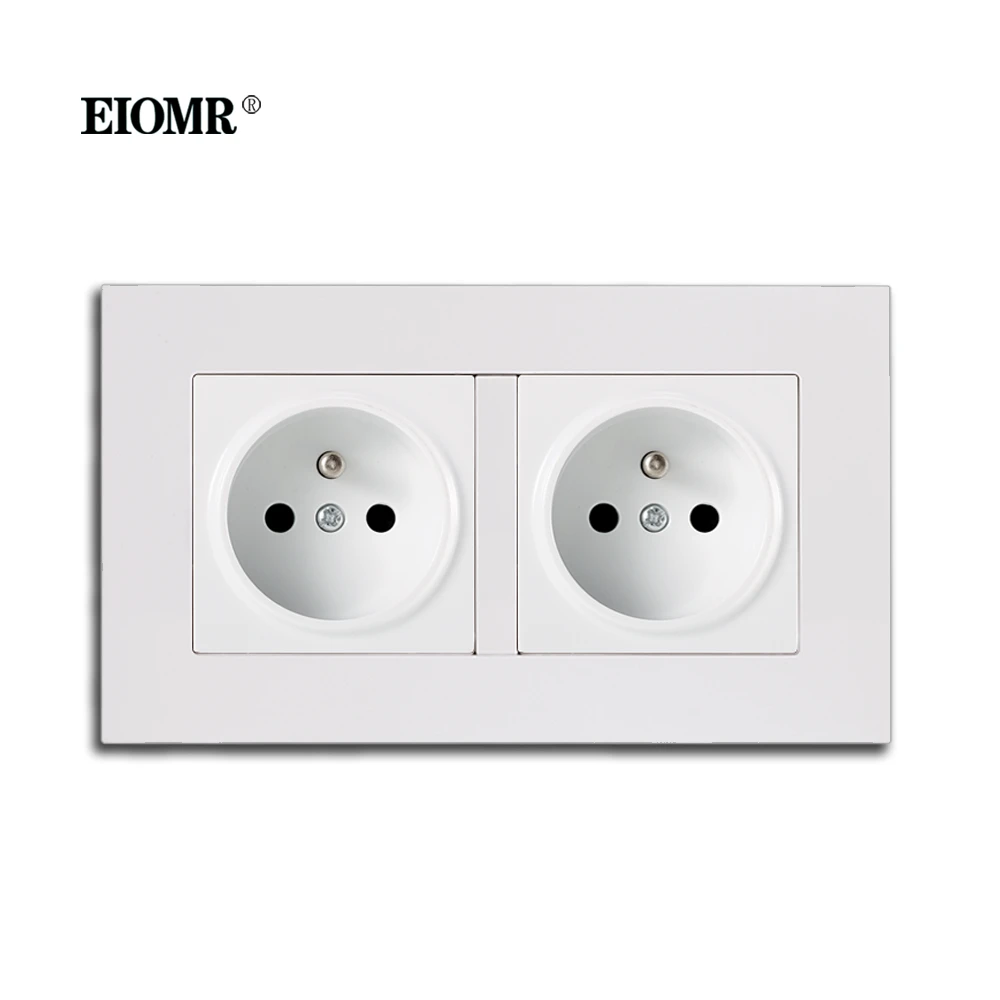 EIMMR 16A Double EU Standard Wall Socket PC Flame Retardant Panel Power ...