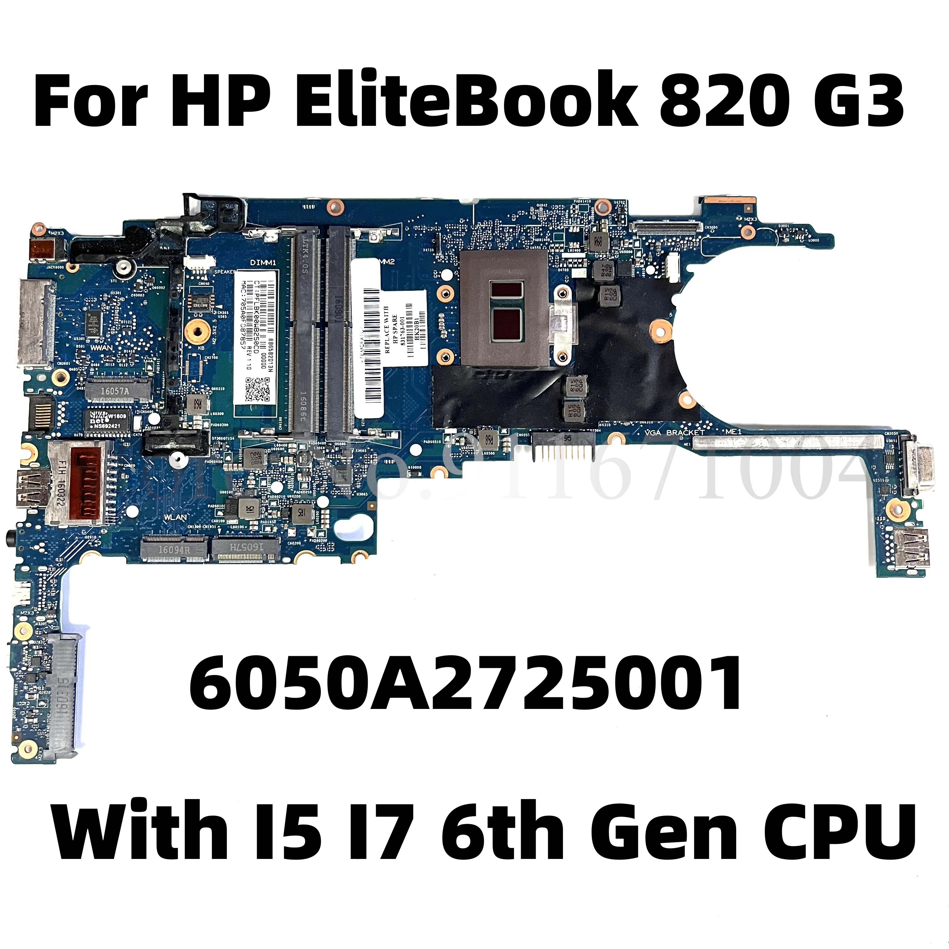 6050A2892301-6050A2725001-MB-A01-For-HP-EliteBook-820-G3-Laptop ...
