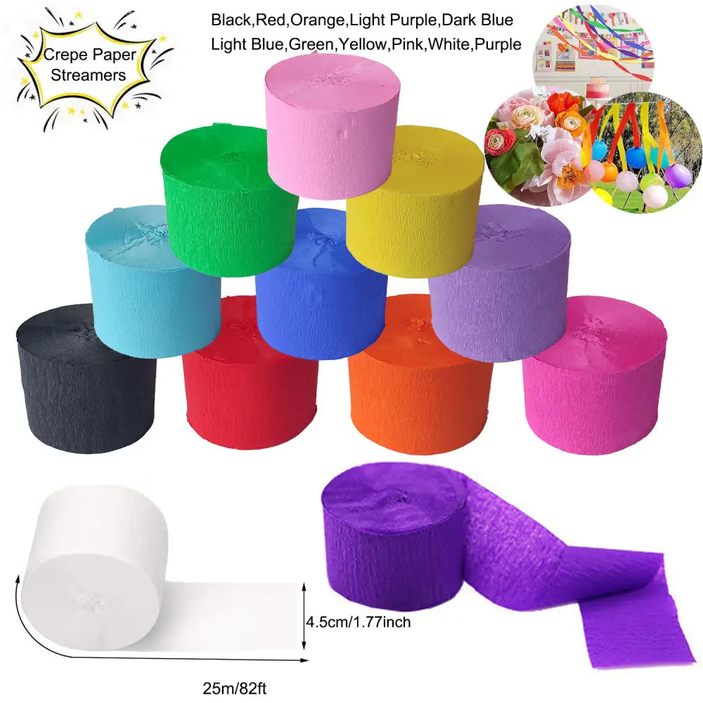 1Roll 4.5cm x 25M Crepe Paper Streamers for Flower Craft, Birthday ...