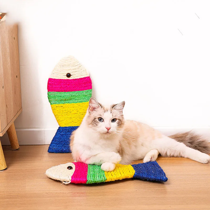 Colorful-Striped-Sisal-Plate-Fish-Cat-Scratching-Board-Pet-Supplies-Cat ...