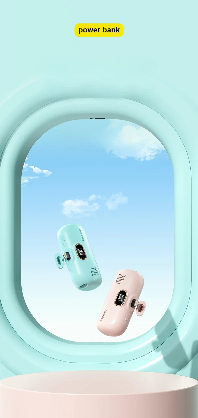 Mini Power Bank Portable Charger Wireless Capsule Powerbank Fast Charg ...