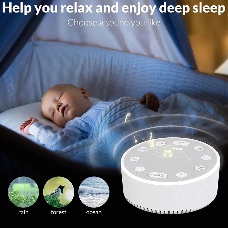 White Noise Machine Portable Baby Sleep Machine Soothing Sounds Sleep ...