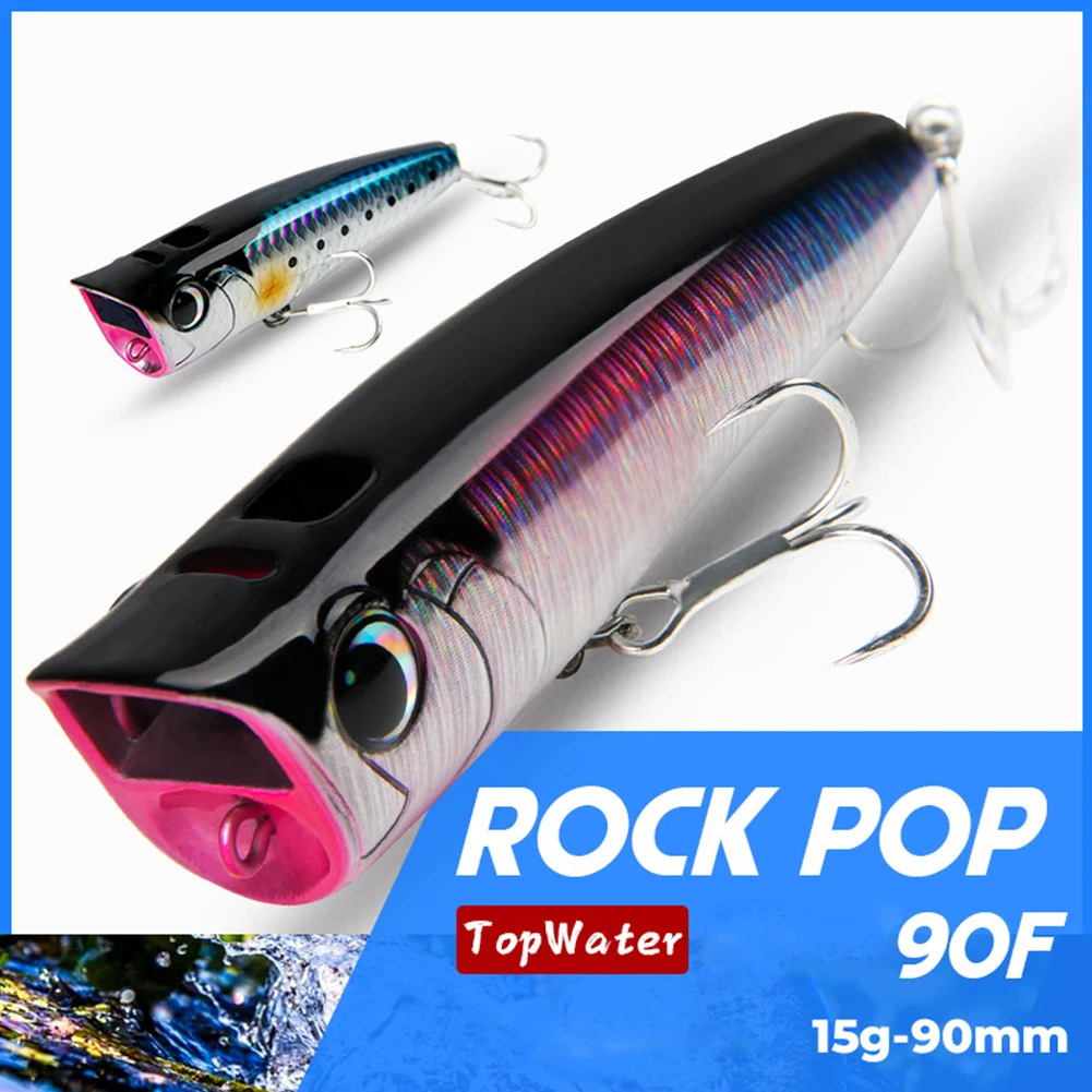 Popper-Fishing-Lure-90mm-15g-Topwater-Popper-Bait-with-Hook-Artificial ...