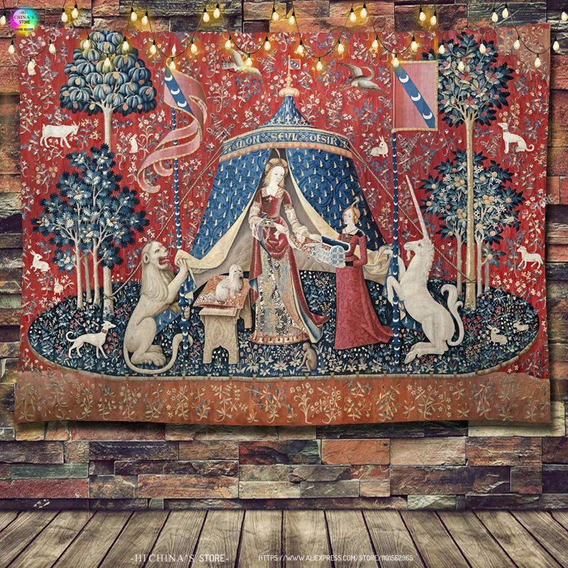 Lady & Unicorn Tapestry Medieval Wall Hanging Home Decor Room ...