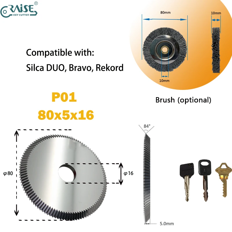 Silca DUO Bravo Rekord Milling Cutter P01 80x5x16 With Nylon Brush 80× ...