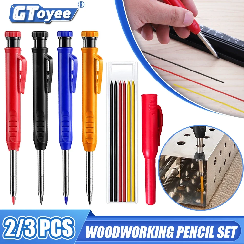 Solid-Carpenter-Pencil-Set-Deep-Hole-Marking-Pencil-3-Colors-Refill ...