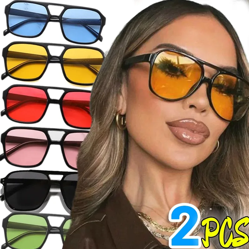 Double-Bridges-Frame-Sunglasses-Square-Frame-for-Women-Retro-Brand ...