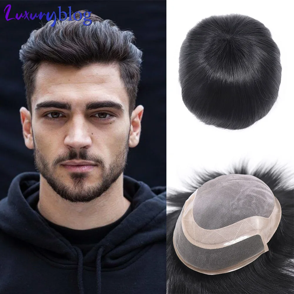 Human-Hair-Toupee-for-Mens-Wig-Hair-Prothesis-Durable-Mono-with-NPU ...