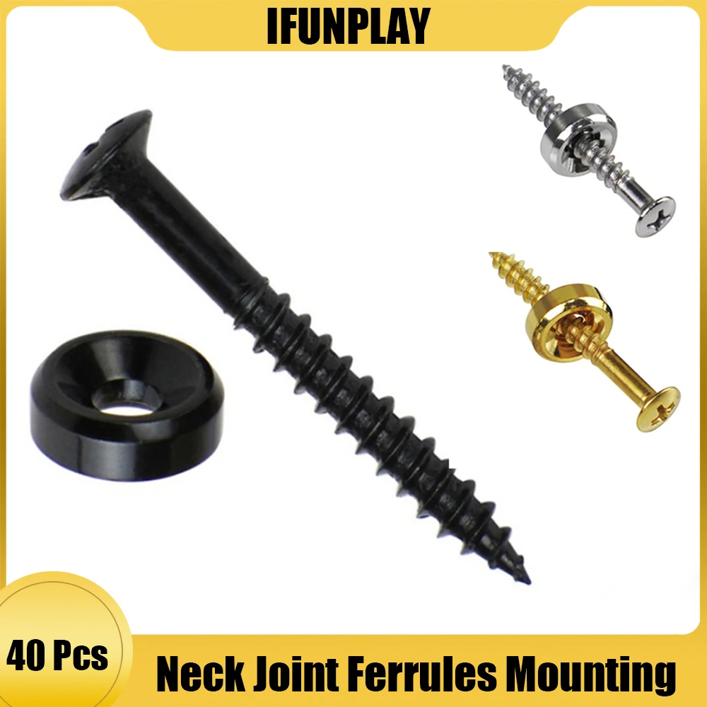 40pcs Metal Electric Guitar Neck Mounting Ferrules Bushings Ferrules ...