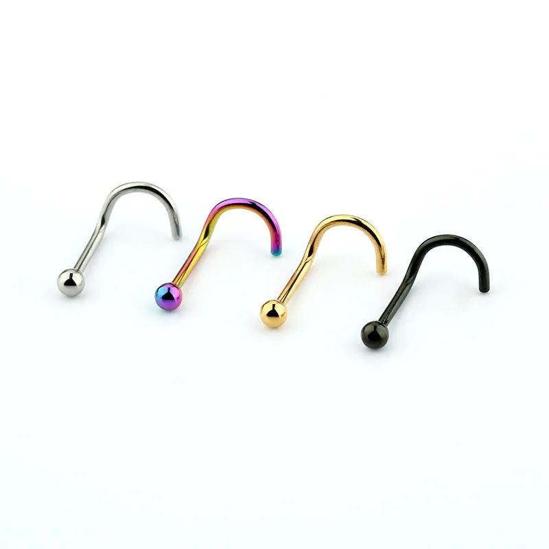 Piercing Nose Nostril Titanium | Black Stud Nose Piercing Steel - 1pc ...