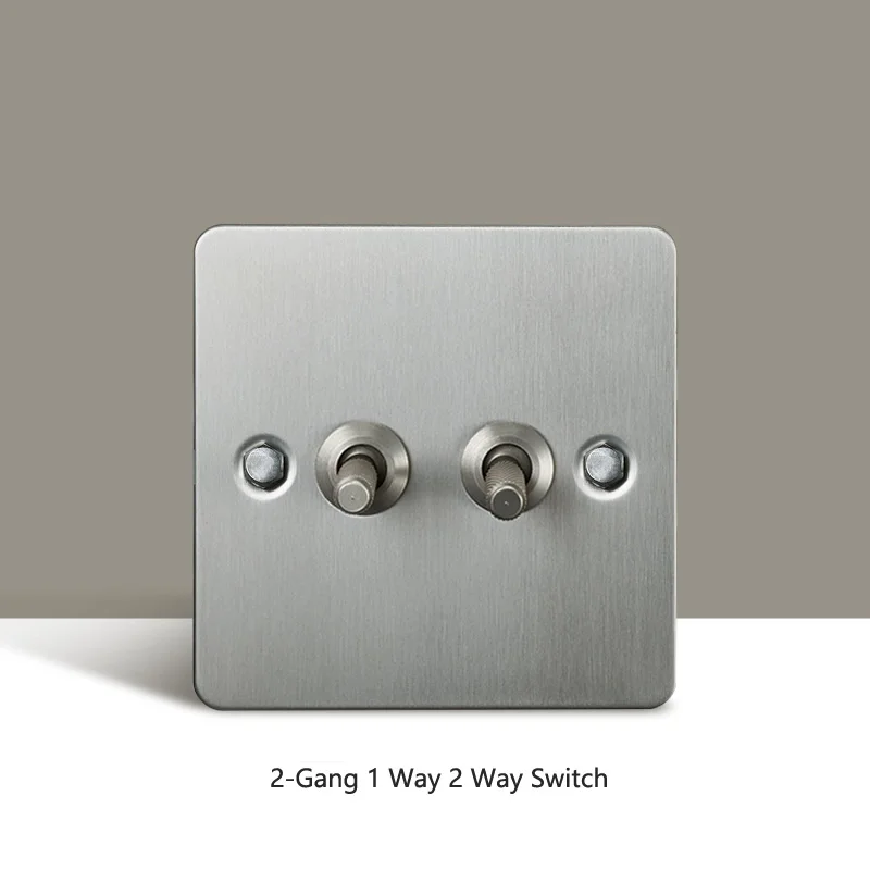 Wall-Toggle-Switch-Matte-Stainless-Steel-Brushed-Panel-Retro-Industrial ...