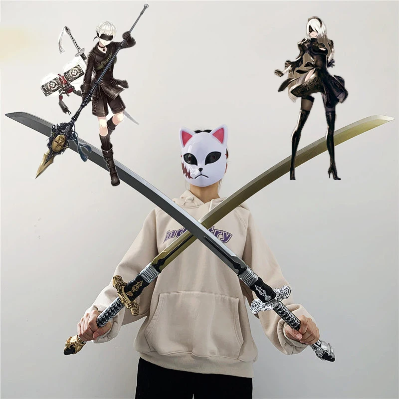Jogo-Cosplay-Katana-Arma-Adere-os-Prateado-e-Dourado-De-Madeira ...
