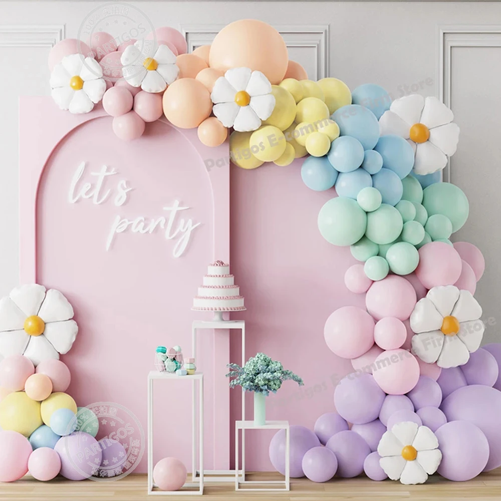 141Pcs-Daisy-Balloon-Garland-Arch-Macaron-Candy-Colored-Balloon-Girls ...