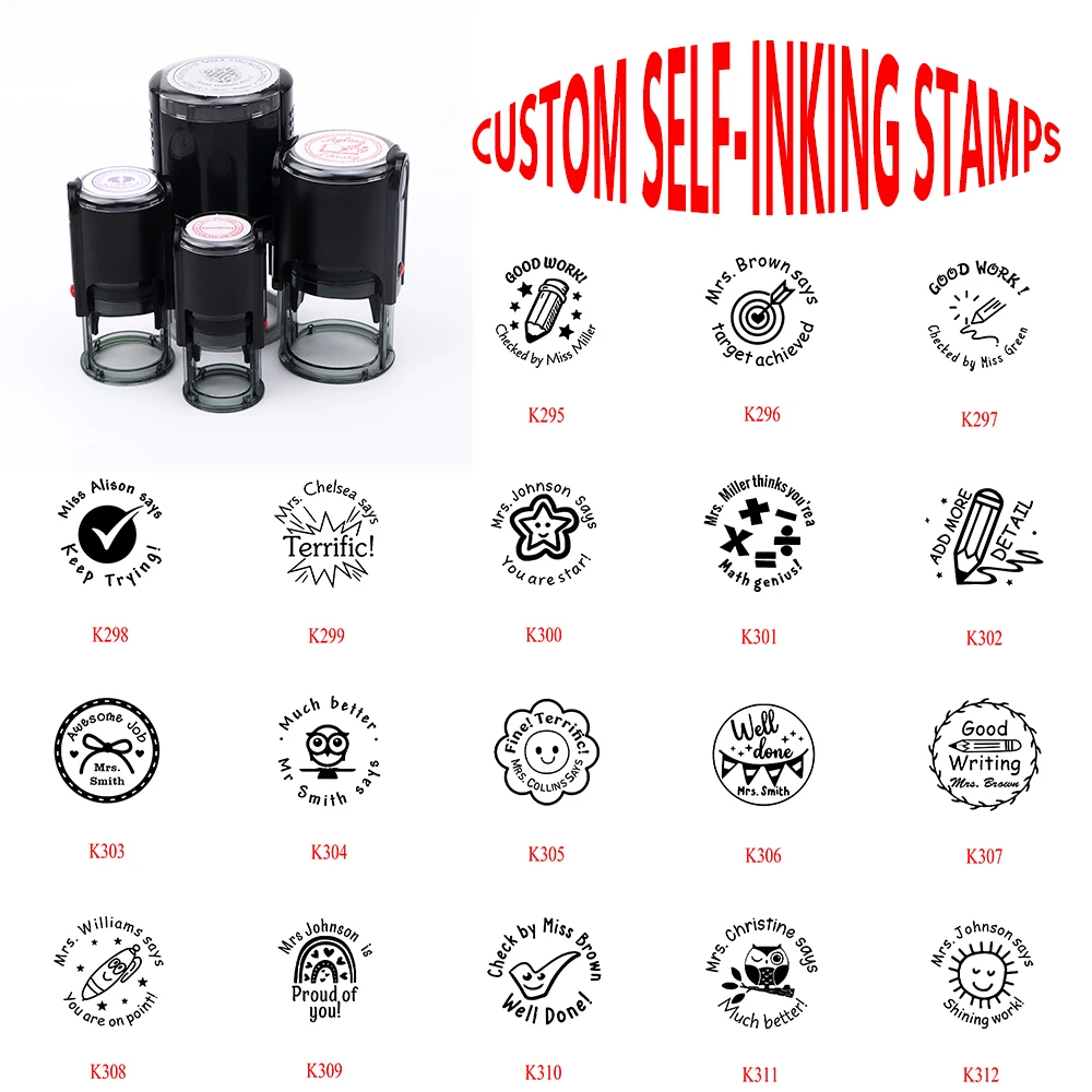 25/30/40/50Mm Personalized Logo Design Self-Inking Stamp Custom Comment ...
