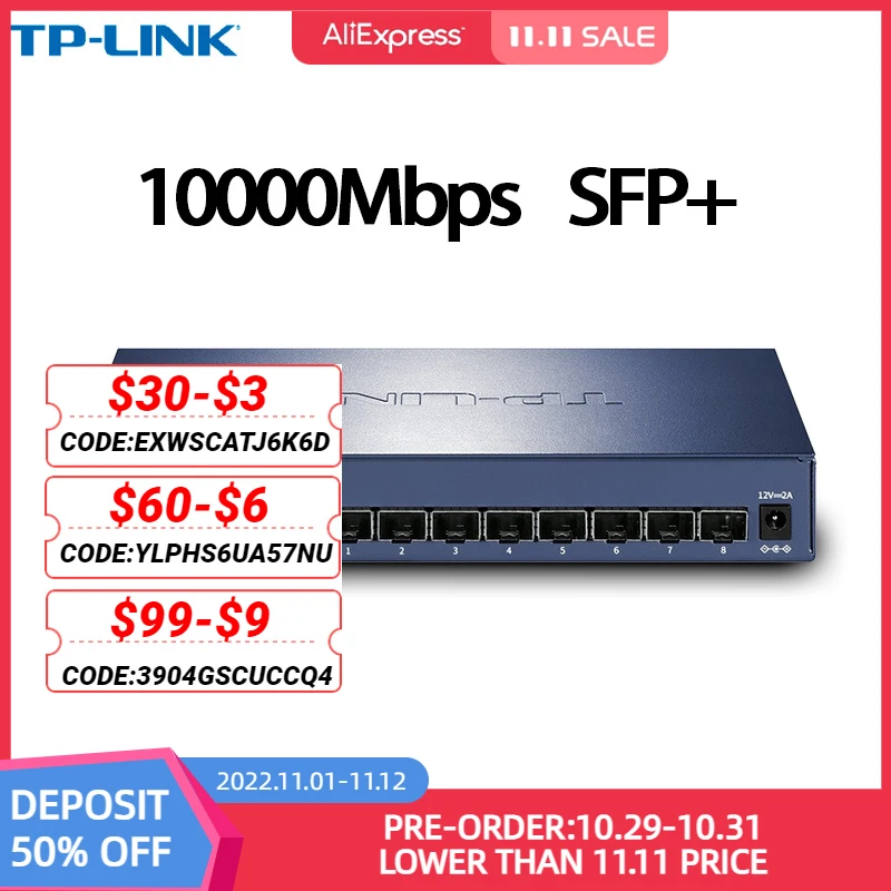 Tp-link Tl-st1008f 10gbe Switch 10gb Ethernet Switch 10gb Switch 10 Gigabit 10gbps Sfp+10g 8 ...