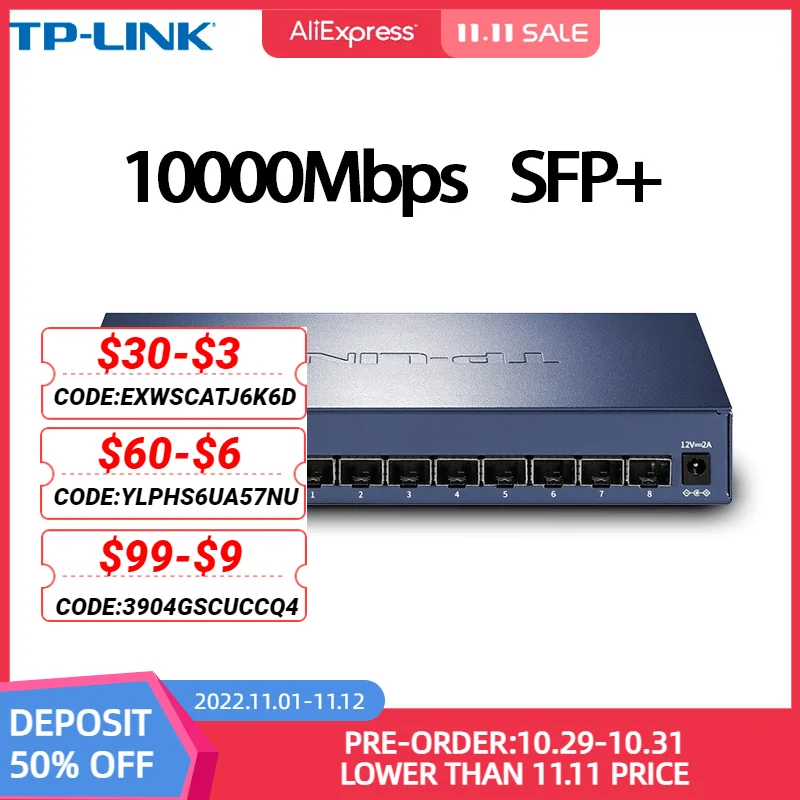 Tp link conmutador Ethernet 10gbe, conmutador de 10gb, 10gb, 10 Gigabit, 10gbps, Sfp + 10g, 8 ...
