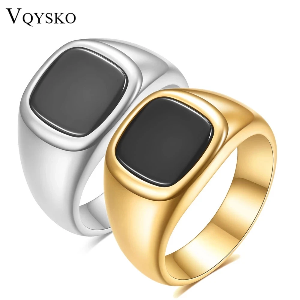 VQYSKO-Men-s-Ring-Punk-Rock-Smooth-316L-Stainless-Steel-Signet-Ring-For ...