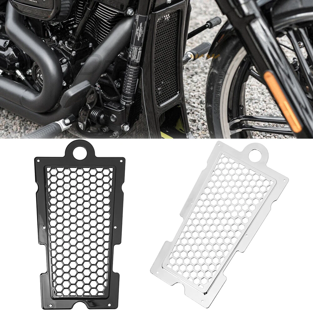 Motorcycle-Radiator-Oil-Cooler-Grille-Guard-Cover-For-Harley-Softail ...