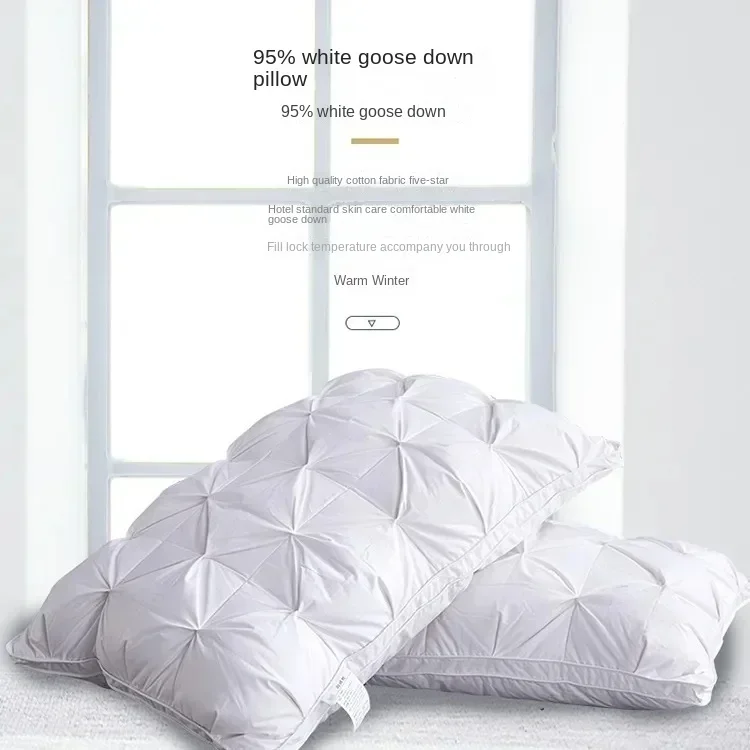 Premium-Hotel-Grade-Down-Pillow-Set-of-2-Comfortable-Low-Pillows-for ...