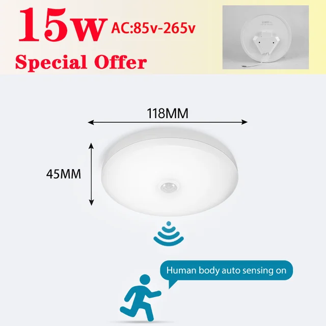 PIR Motion Sensor Modern LED Ceiling Lamps 110V 220V Corridor Staircase ...