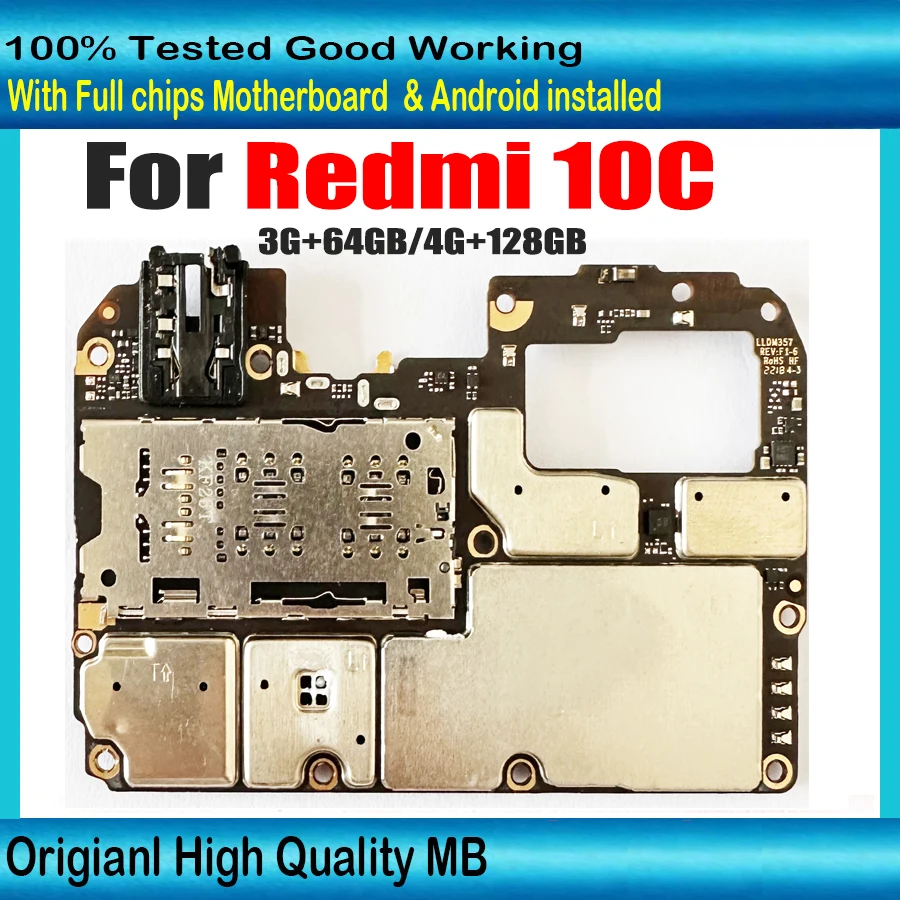 Global-Version-For-Xiaomi-Redmi-10C-10-C-Motherboard-64GB-128GB-Mainboard-Full-Chips-Good ...