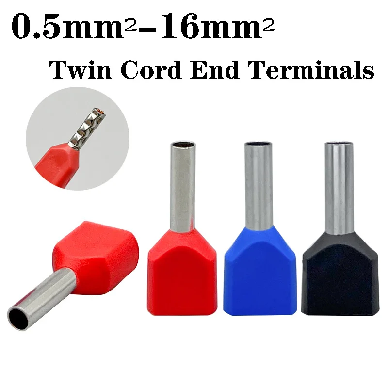 30-500PCS-TE0508-Insulated-Twin-Cord-End-Terminals-Pure-Copper-Tubular ...