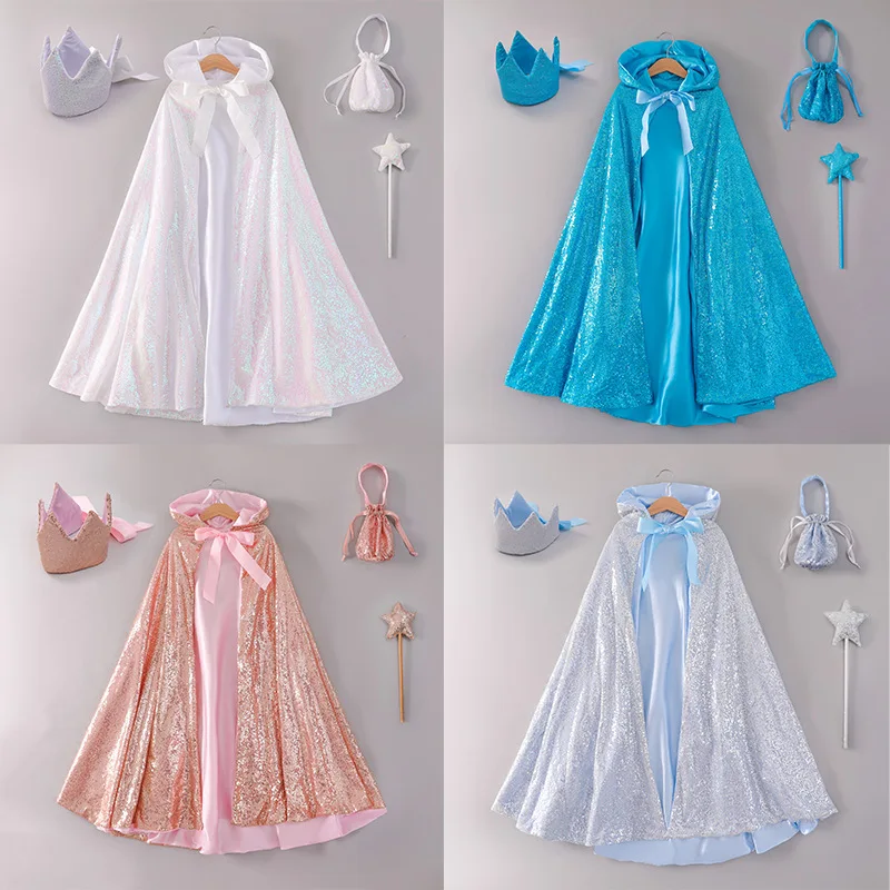 Disney Girls Frozen 2 Elsa Cloak Children'S Lace Up Warm Shawl Kids ...