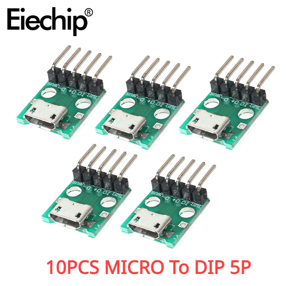 10PCS-MICRO-To-DIP-5P-PCB-MICRO-PCB-Test-Board-USB-femmina-2-54mm-Kit ...
