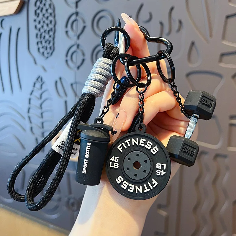Creative Sporty Barbell Keychain Mini Weight Plate Design Fitness ...