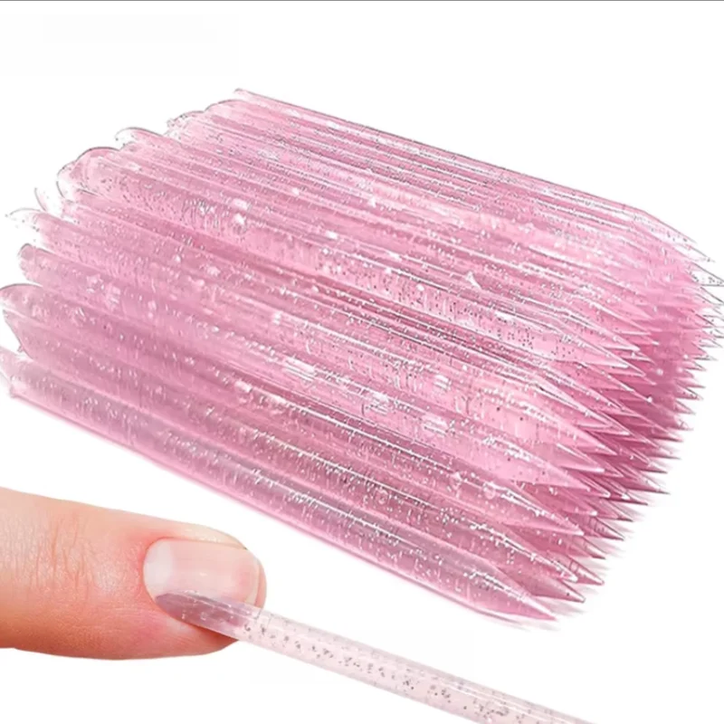 100/50Pcs Nail Art Cuticle Pusher Reusable Double End Crystal Stick ...