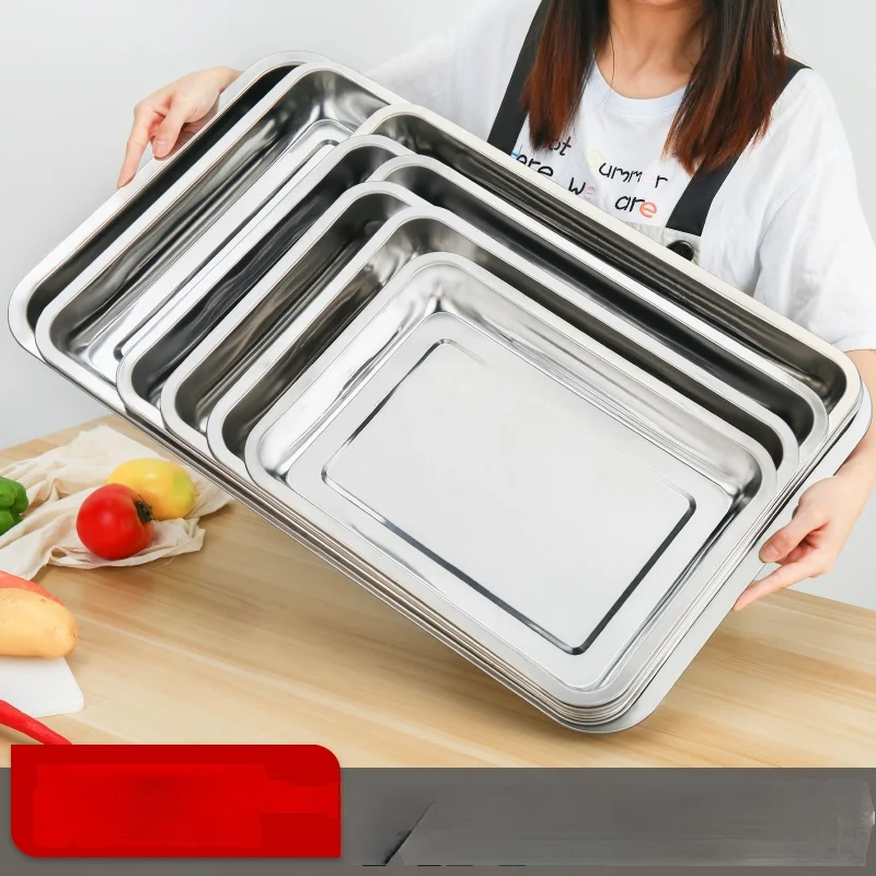 Square-Plate-Stainless-Steel-Tray-Rectangular-Commercial-Household ...
